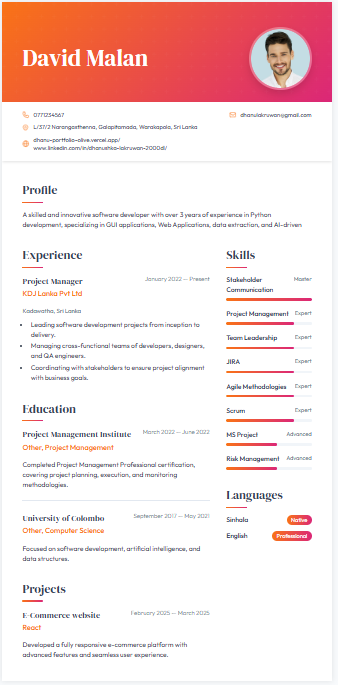 CVme.lk - 100% Free Professional CV Builder